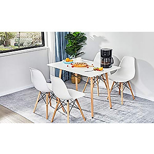 GreenForest Dining Table with Slick Top Wood Legs,Modern Mid Century Kitchen Table with Black Criss-Cross Metal Bars for Dining Room,Living Room,Small Spaces,44 x 30 Inch,White