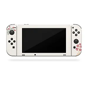TACKY DESIGN Japanese Cherry Blossom Skin Compatible with Nintendo Switch Skin, Beige Color Skin Compatible with Nintendo Switch Skin, Vinyl 3m Sticker, Full wrap Cover (Garden Beige)