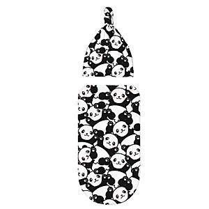 Panda Baby Stuff Newborn Swaddle Blankets Cute Baby Wrap Blanket Soft with Beanie Hat Sets Gifts for Infant Boy Girl