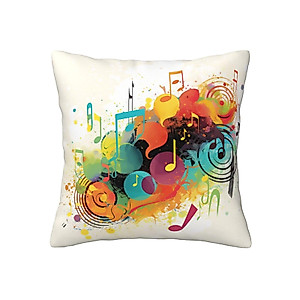OUSIKA Abstract Music Themed Throw Pillow Covers Super Soft Morden Decorative Pillowcases Square Cozy Cushion Covers for Sofa Couch Bed Home Decor 16"X16"