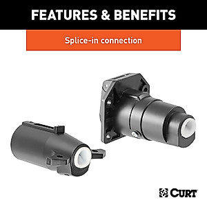 CURT 58152 Vehicle-Side and Trailer-Side 7-Pin RV Blade Wiring Harness Connectors