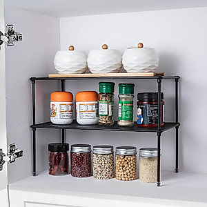 ASTOTSELL 2-Pack Kitchen Cupboard Shelf Organizer for Cabinet, Expandable & Stackable Counter Cupboard Organiser, Storage Rack for Bathroom, Kitchen, Laundry Room