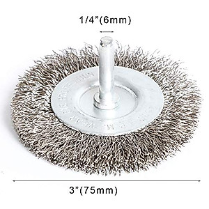 FPPO 4PCS 3 Inch Stainless Steel Wire Wheel Brushes Kit for Drill with 1/4-Inch Shank,Wire Wheels for Power-Operated Grinders