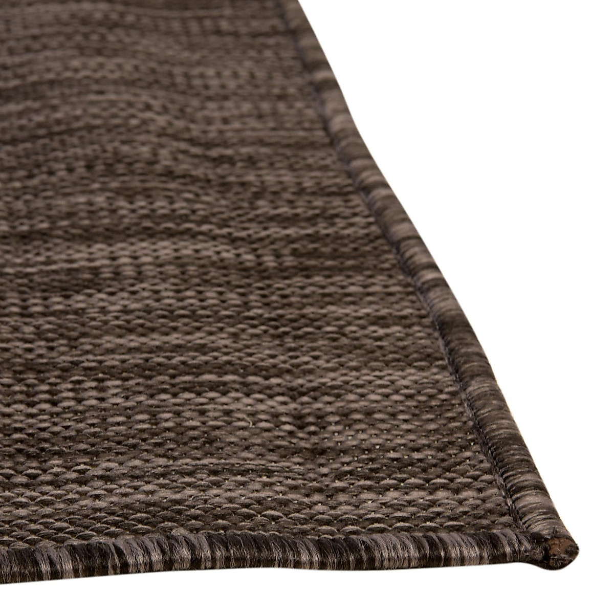 Rugs.com Jill Zarin Outdoor Collection Rug – 2' 7 x 12' Runner Charcoal Flatweave Rug Perfect for Hallways, Entryways