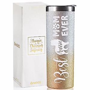 Onebttl Australian Shepherd Gifts for Women, Aussie Mom Gifts, 20 oz Glitter Silver-Gold Insulated Tumbler - Best Aussie Mom Ever