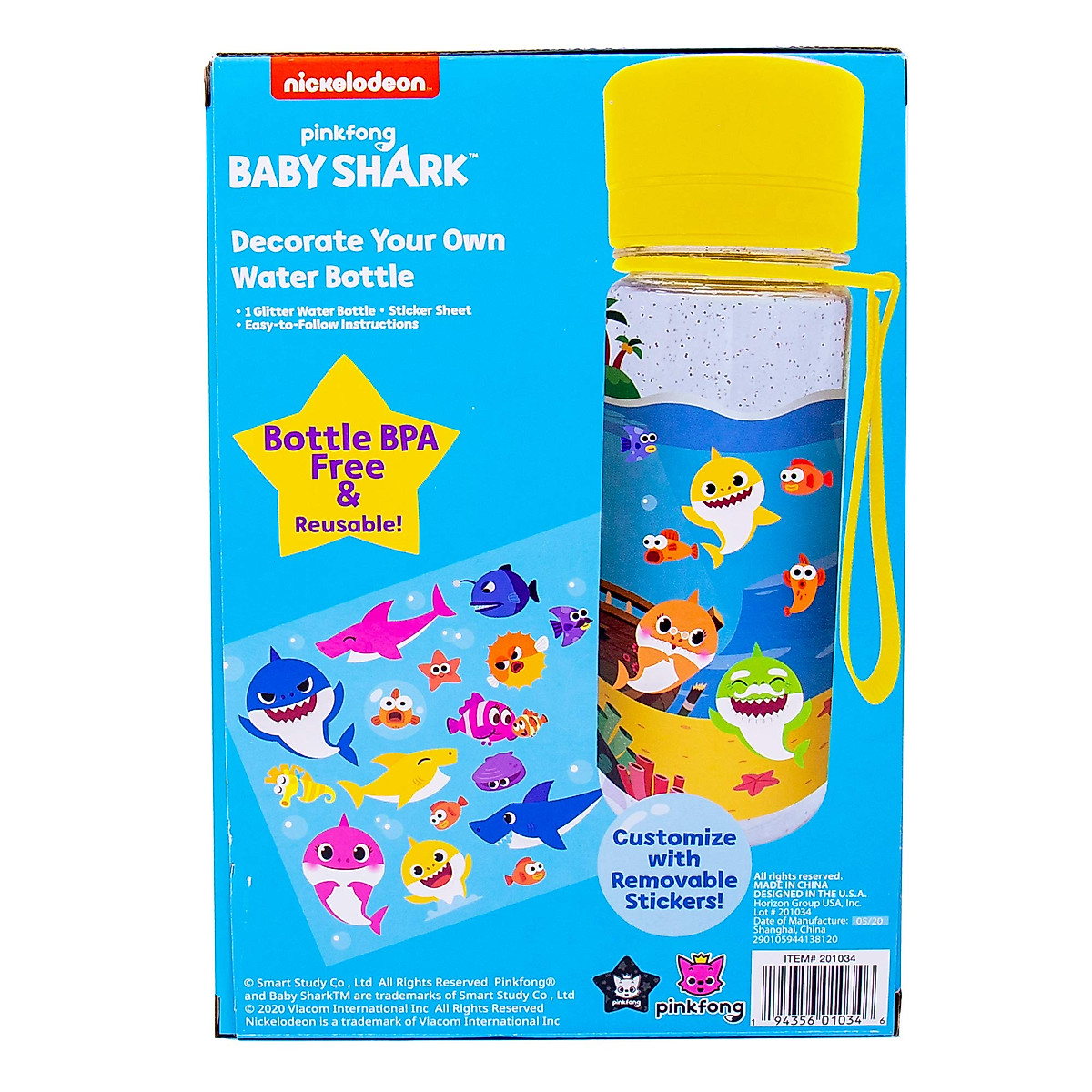 Horizon Group USA Baby Shark Decorate Your Own Water Bottle
