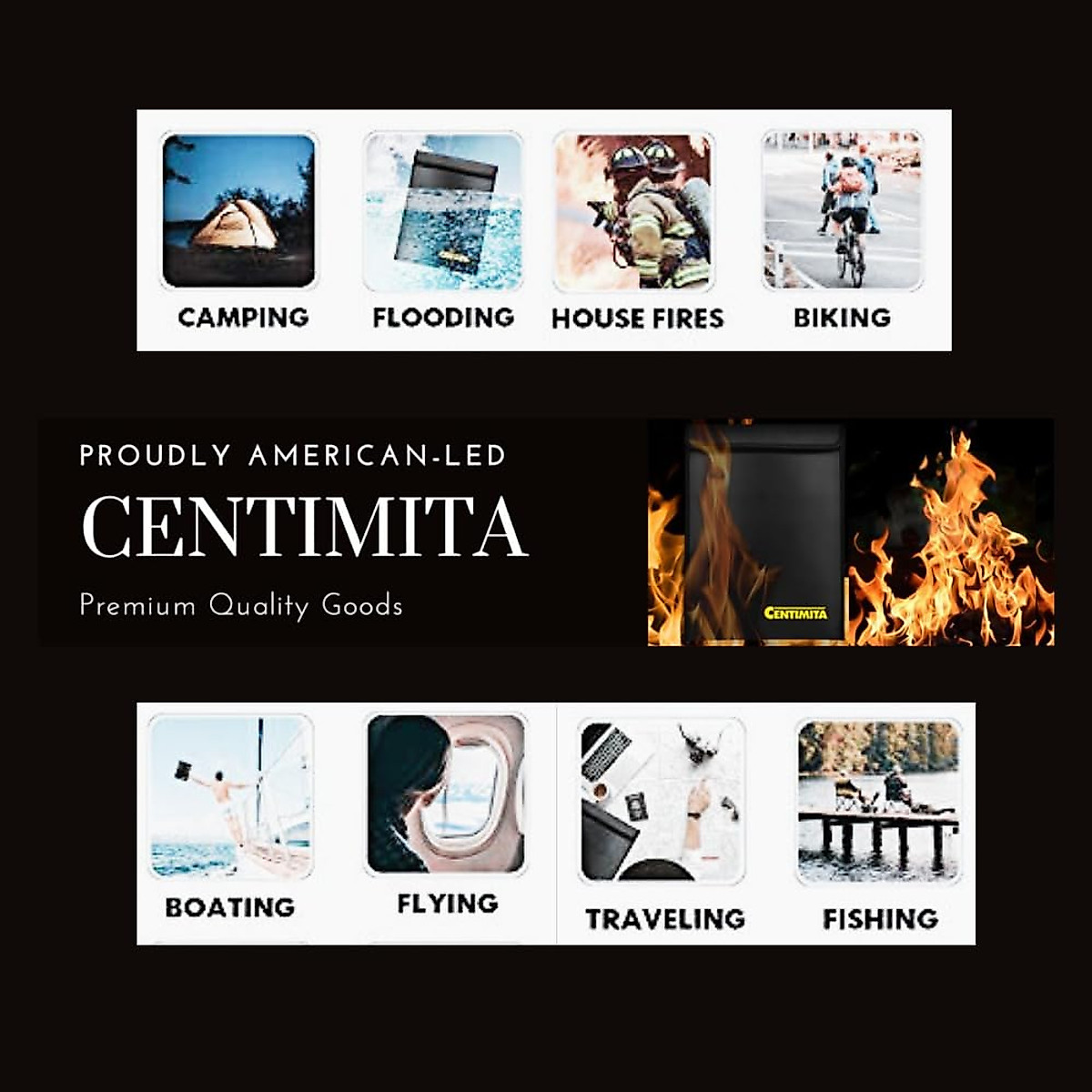 Fireproof Document Bag Waterproof Safe Folder - 2000℉ Money Bag with Zipper and 3 Document Protectors, 15”x11” Fire Proof/Waterproof Safe Bag, Important Document Holder, Fireproof Pouch,Fire Envelope