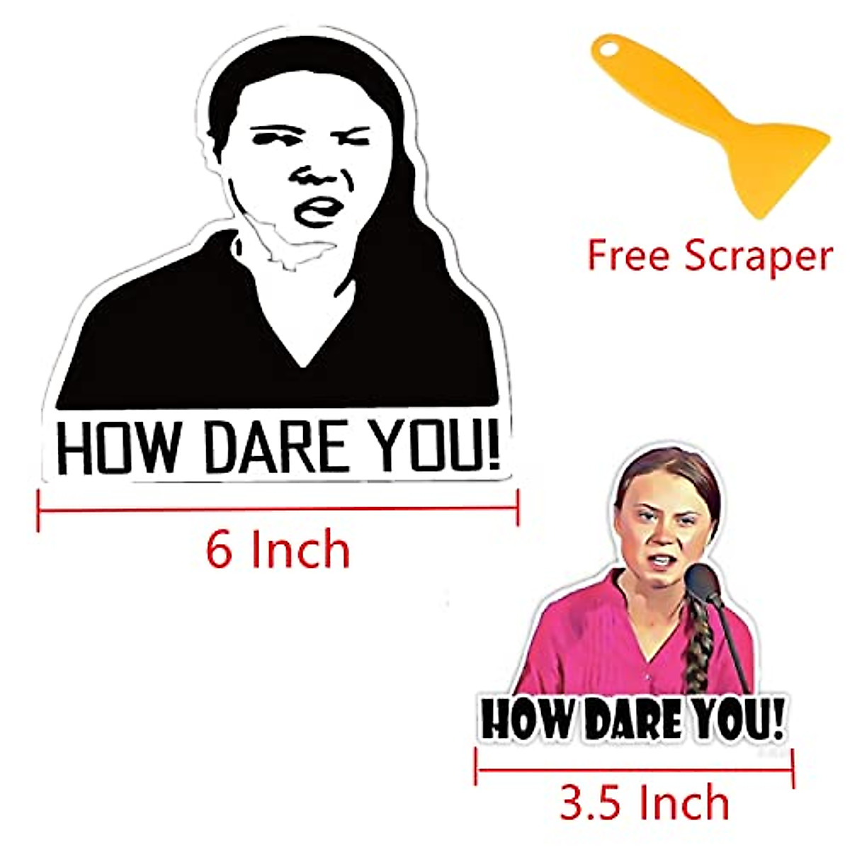 Aokannavi Greta Thunberg How Dare You Laptop Window Car Bumper Helmet Water Bottle - Sticker Graphic - Weatherproof & Long Lasting Sticker (2 Pieces)