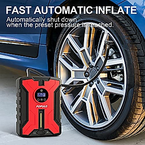 Dual-Power Cordless Tire Inflator Portable Air Compressor, Rechargeable Battery Powered Tire Pump with USB Charge, 150PSI 12V Car DC Electric Air Pump with Digital Pressure Gauge for Car, Bike, etc