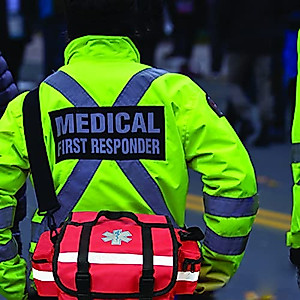 NOVAMEDIC Professional Empty Red First Responder Bag, 17" x 9" x 7", EMT Trauma First Aid Carrier for Paramedics and Emergency Medical Supplies Kit, Lightweight and Durable