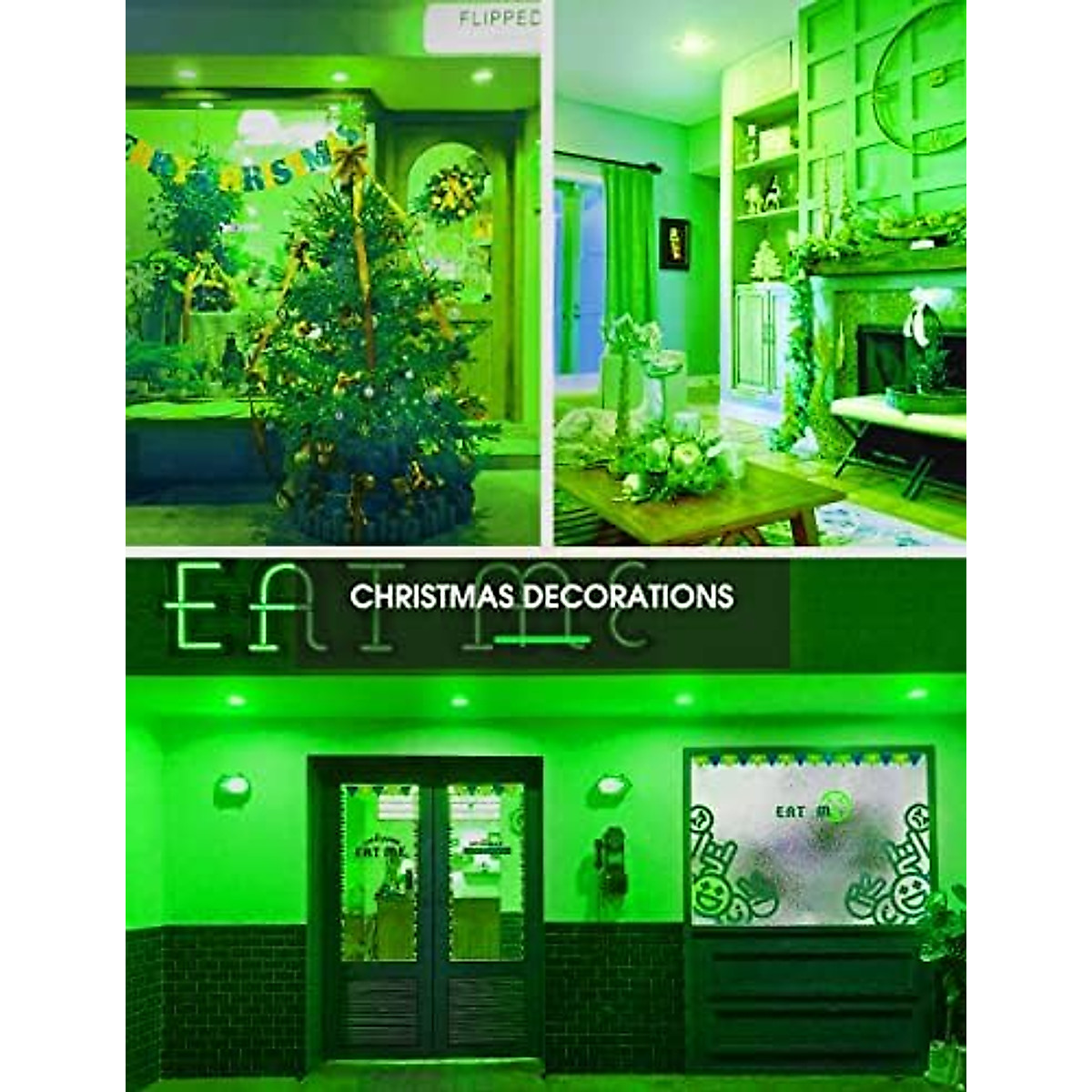 L LOHAS LED Christmas Flood Light Bulbs, [2 Pack], Red Green LED BR30 Flood Light Indoor 65W Equivalent, 11 Watt Colored Can Light Bulbs E26, for New Year, Home Lighting, Holiday Party Decoration