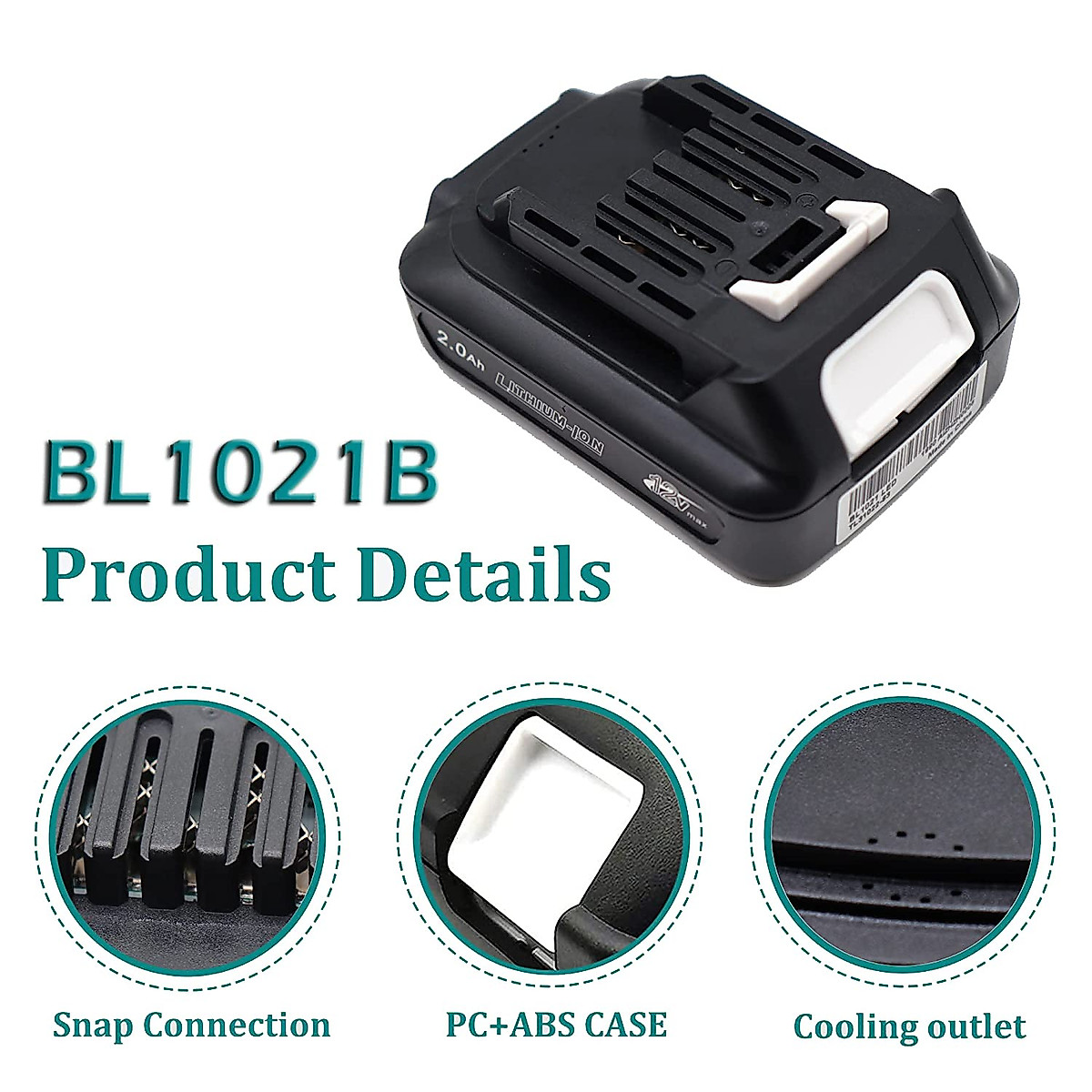 2X BL1021B Battery 12V 2Ah with Charger DC10WD, Replace for 12V Makita Battery BL1021B BL1016 BL1041B 197339-1 197406-2 BL1040 BL1040B BL1015B BL1040 / MP100DZ CG100D JR103DZ DF333DZ TD110D HR140DZ
