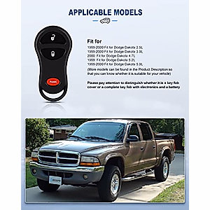ECCPP 1X Keyless Entry Remote Key Fob Replacement for Jeep Cherokee Grand Cherokee for Dodge Dakota Durango Ram 1500/2500/3500 99-04 key fob FCC 04686366 05014736 GQ43VT9T (315MHz)