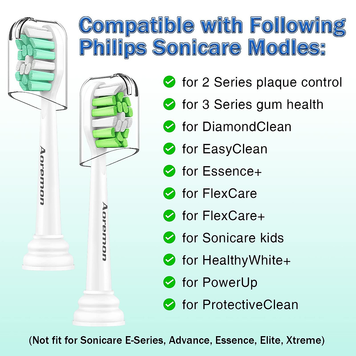 Aoremon Replacement Heads for Sonicare Philips Toothbrush: Compatible with Sonicare DiamondClean HX6063/65, 2 Series Hx9023/65 and Other Click on Electric Toothbrush