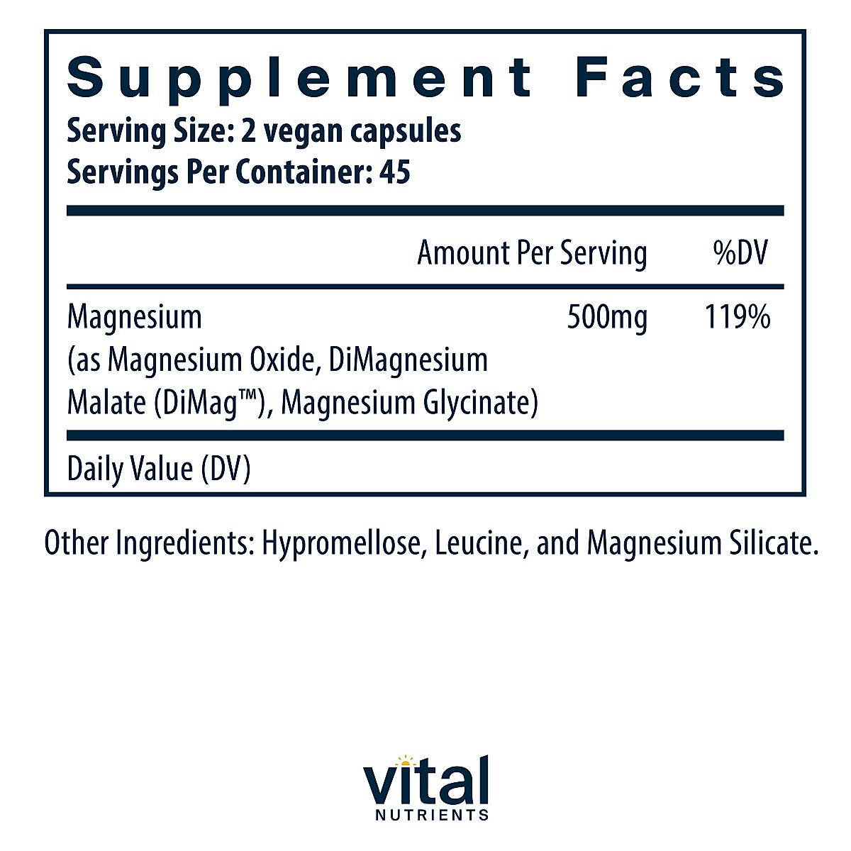 Vital Nutrients Triple Magnesium Complex Supplement | Vegan Magnesium Glycinate, Malate & Oxide 250mg | Easily Absorbed Magnesium Supplement for Stress, Muscle, Heart, Bone Support | 90 Capsules