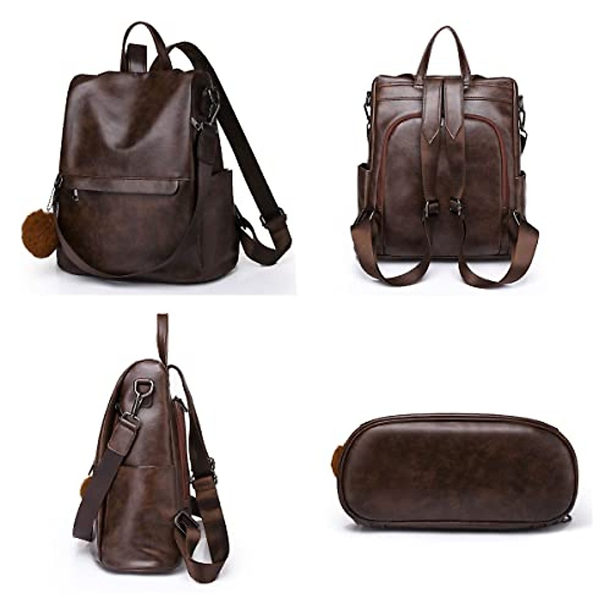 Logbagpa women Fashion backpack Purses PU Leather Anti Theft Large Ladies Handbags and Shoulder Travel Bags (1-BLACK)