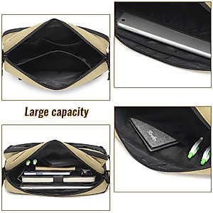 El-fmly Messenger Bag for Men Women, Multi-pocket Crossbody Shoulder Bag for Daily Use, Outdoor, Sports, Travel (Kaki)