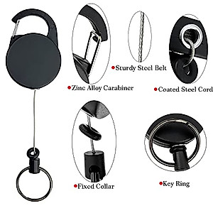 Retractable Key Chain Key-Rings - Heavy Duty Key Holder Belt Clip with Multitool Carabiner, Durable Retractable Keychain Key Holder-Rings/Carabiner, 25 Inch Steel Wire Cord