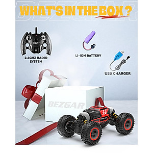 BEZGAR 1:14 Scale 4WD RC Crawler Truck - 15 Km/h All Terrain Electric Toy Car with Rechargeable Battery for Kids, Teens and Adults