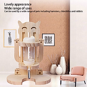 Wooden Pet Water Bottle Holder,Hamster Water Bottle Stand Pet Supplies for Small Sized Pets as Hamsters Gerbils Guinea Pigs Rabbits Puppy Cats