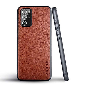 AIORIA for Samsung Galaxy Note 20 Case, 6.7 inch Premium PU Leather Cover Retro Business Design Full Protective case for Samsung Note 20 (Brown)