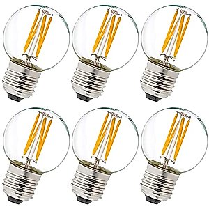 LiteHistory Dimmable Wall sconces Edison Bulb G16.5 6W Equal 60 watt AC120V Warm 2700K E26 Light Bulb for Pendant,Chandeliers,Vanity, 600lm 6Pack