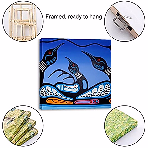 Framed Canvas Wall Art Birds Loons Oil Painting Artwork Picture Posters Wall Decor for Living Room Bedroom Bathroom Office Home Decoration