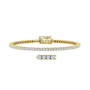 FINEROCK 2 Carat Diamond Tennis Bracelet in 10K Yellow Gold (7.5 Inch)