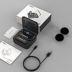 comica Vimo S MI Wireless Microphone for iPhone, MFI Certified, Noise Cancellation, 656' Range, 15H Working Time, Monitoring, iPhone Mic for Video Recording, Vlog, Live Streaming, YouTube