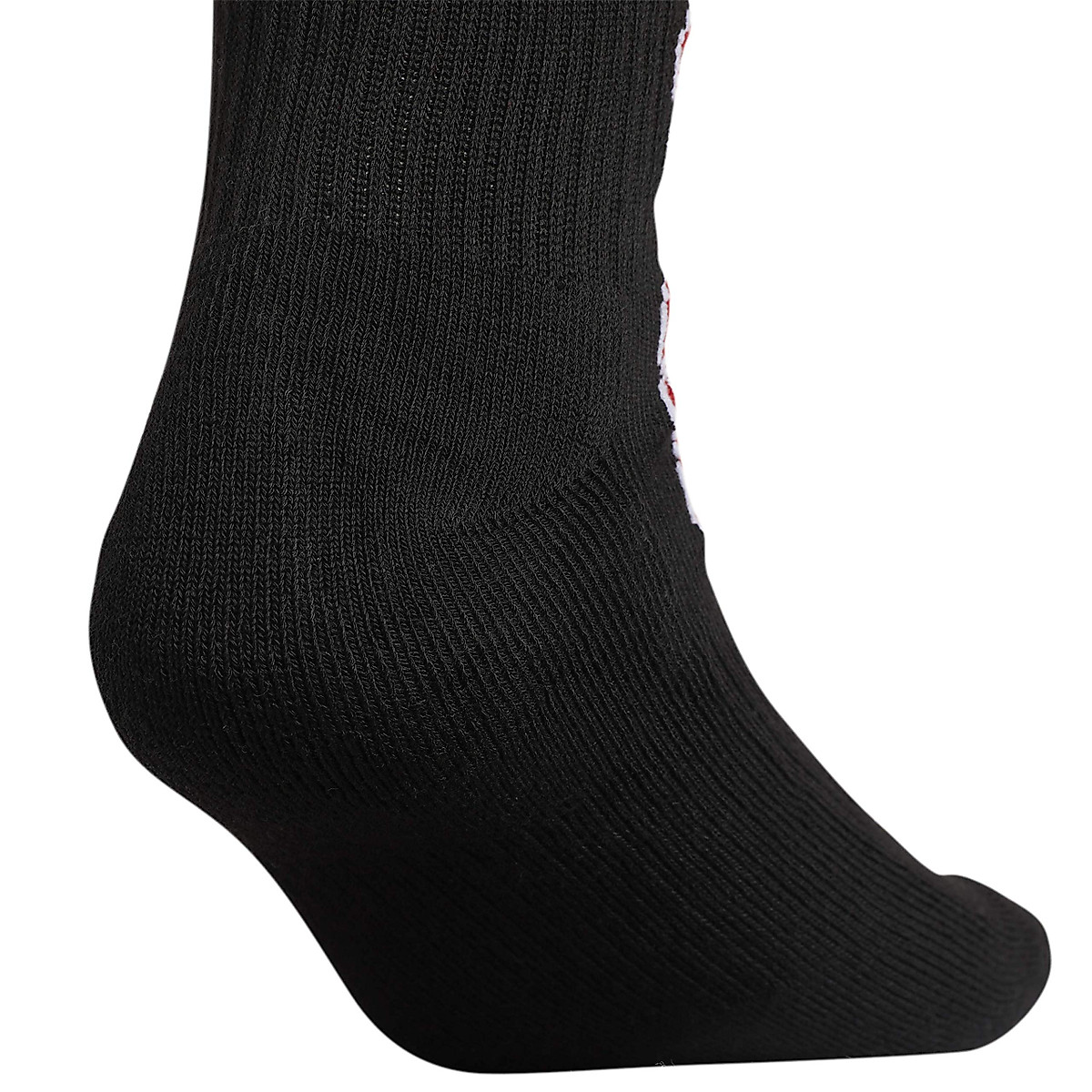 adidas Originals Mixed Graphics Cushioned Crew Socks (3-Pair), Black/Scarlet Red/White, Large