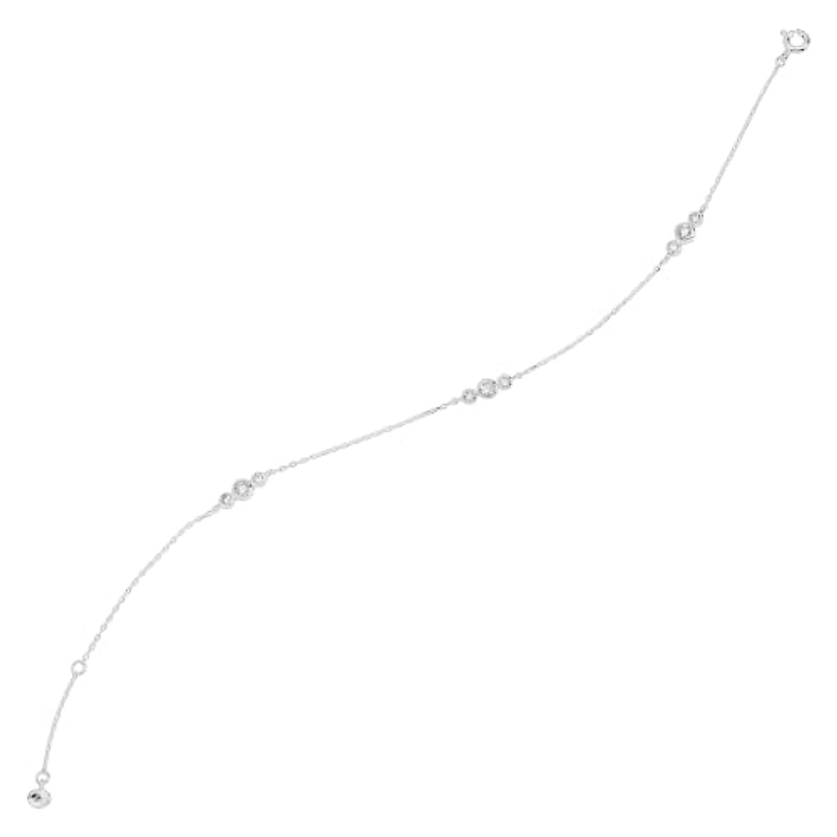 Silpada .925 Sterling Silver Anklet for Women, Cubic Zirconia Ankle Bracelet, Jewelry Gift Idea, 'Clarity Loll', 9" + 1"