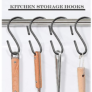 Bonsicoky 50PCS S Shaped Hooks 1 Inch Mini Ornament Storage Hooks for Hanging Jewelry Small Kitchenware Potted Plants, Black