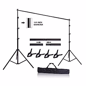 HYJ-INC 10ft x 8.5ft Adjustable Photography Backdrop Support System Photo Video Studio Muslin Background Stand Kit with Carry Bag