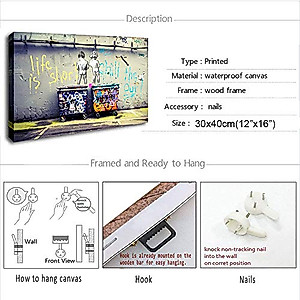 DINGDONG ART - Graffiti Street Art Canvas Graffiti Art Prints on Canvas Stretched Framed Canvas Wall Art Decor for Living Room Home Walls Ready to Hang