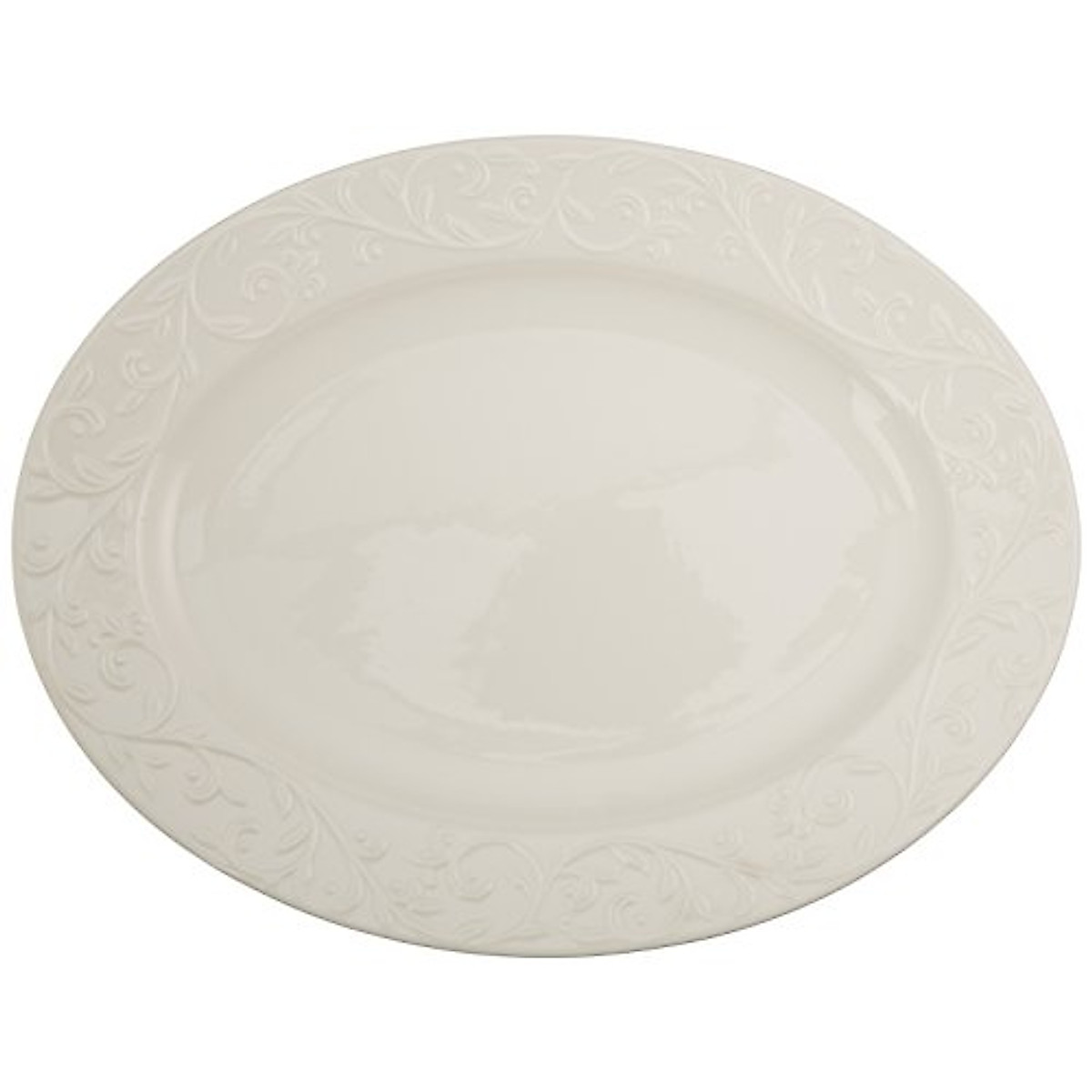 Lenox Opal Innocence Carved Large Oval Platter -,White