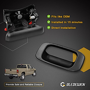 Tailgate Handle Latch and Bezel Trim with Rod Clips | for 1999-2007 Chevy Silverado GMC Sierra 1500 2500 3500 | Replaces# 15997911, 15228539, 15228541, 15228540