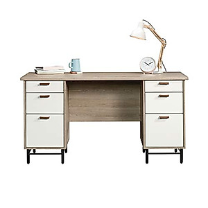 Sauder Anda Norr Executive Desk, L: 56.3" x W: 22.13" x H: 29.53", Sky Oak Finish