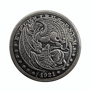 Dragon Lion Battle Antique Coin HOBO Nickel Antique Silver Plated collectionchallenge Coin