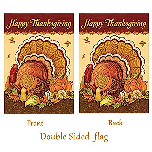 Thanksgiving Garden Flag,Happy Thanksgiving Flags 12 x 18 Inch Thanksgiving House Flag Double-Sided 2 Layer Thanksgiving Turkey House Flag for Thanksgiving Decoration