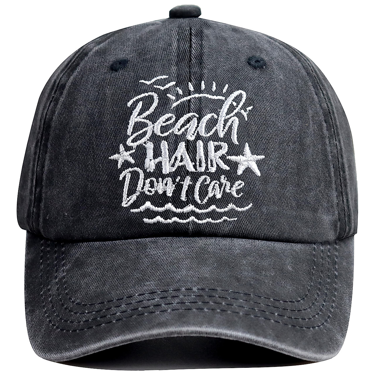 Beach Hats for Women Men, Adjustable Embroidered Beach Hair Don’t Care Baseball Cap, Beach Accessories for Vacation Must Haves, Summer Gifts for Beaches Lovers