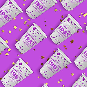 Bang Tidy Clothing 40th Birthday Paper Cups Pack of 12-12 Oz Party Cups - Disposable - Manufactured 1983 - Pink