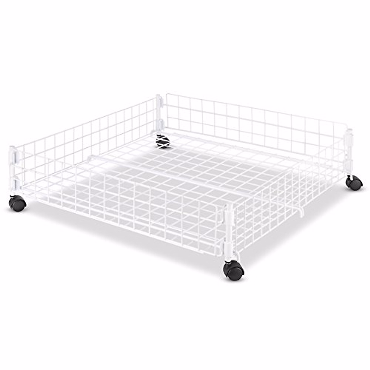 Whitmor Rolling White Wire Underbed Cart