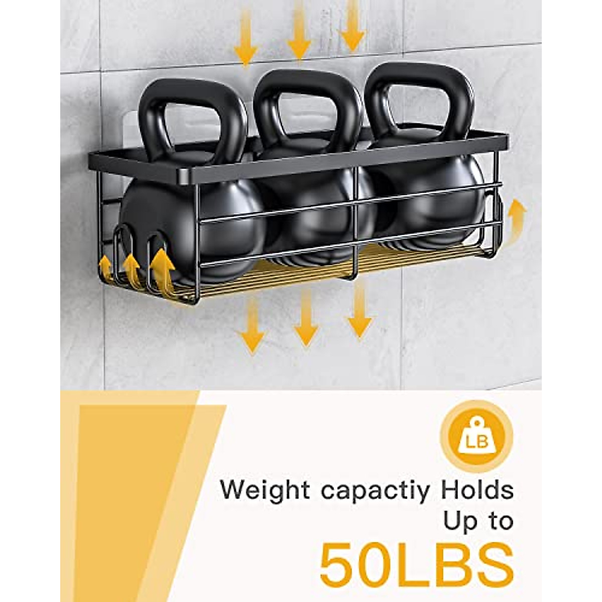 Shower Caddy, Uamector Shower Organizer No Drilling, 3 Pack Adhesive Rustproof Stainless Steel Shower Shelves, Black Shower Shelf with 17 Hooks for Inside Shower, Wall Mounted Shower Rack for Bathroom