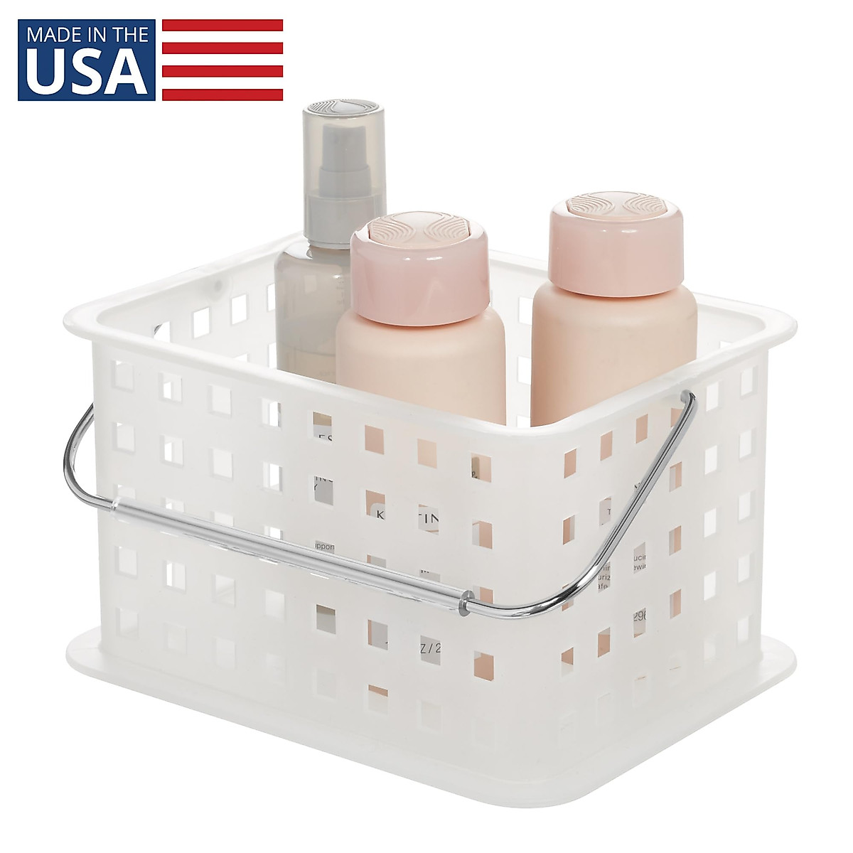 iDesign Spa BPA-Free Recycled Plastic Small Stackable Basket, 9.25" x 6.69" x 5.13", Frost