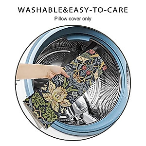 Nebra William Morris Strawberry Thief Original Throw Pillow Covers Cozy Square Throw Pillowcases Home Decor for Bed Couch Sofa Living Room Cushion Cover 18"X18"