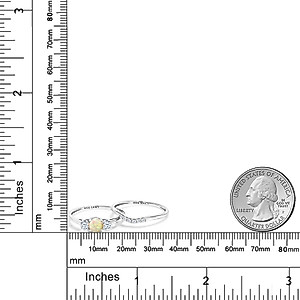 10K White Gold White Ethiopian Opal and White Created Sapphire and Lab Grown Diamond 3-Stone Bridal Engagement Wedding Ring Set For Women (0.63 Cttw, October Birthstone, Round Cabochon 5MM, Size 7)