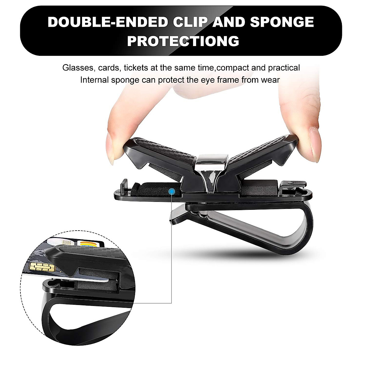 Boao 4 Pcs Sunglasses Holders for Car Sun Visor, Glasses Ticket Card Clip Mount Hanger, Double-Ends Clip 180 Degree Rotational Car Visor Accessories(Silver)