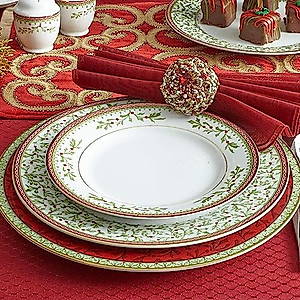 Mikasa Holiday Traditions Dinnerware Set with Mugs (16 Piece), Green, White