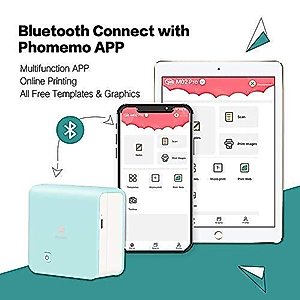 Phomemo M02 Pro Pocket Printer - with 3 Rolls Transparent Gold Paper， Compatible with iOS + Android for Plan Journal, Study Notes, Art Creation, Work, Gift
