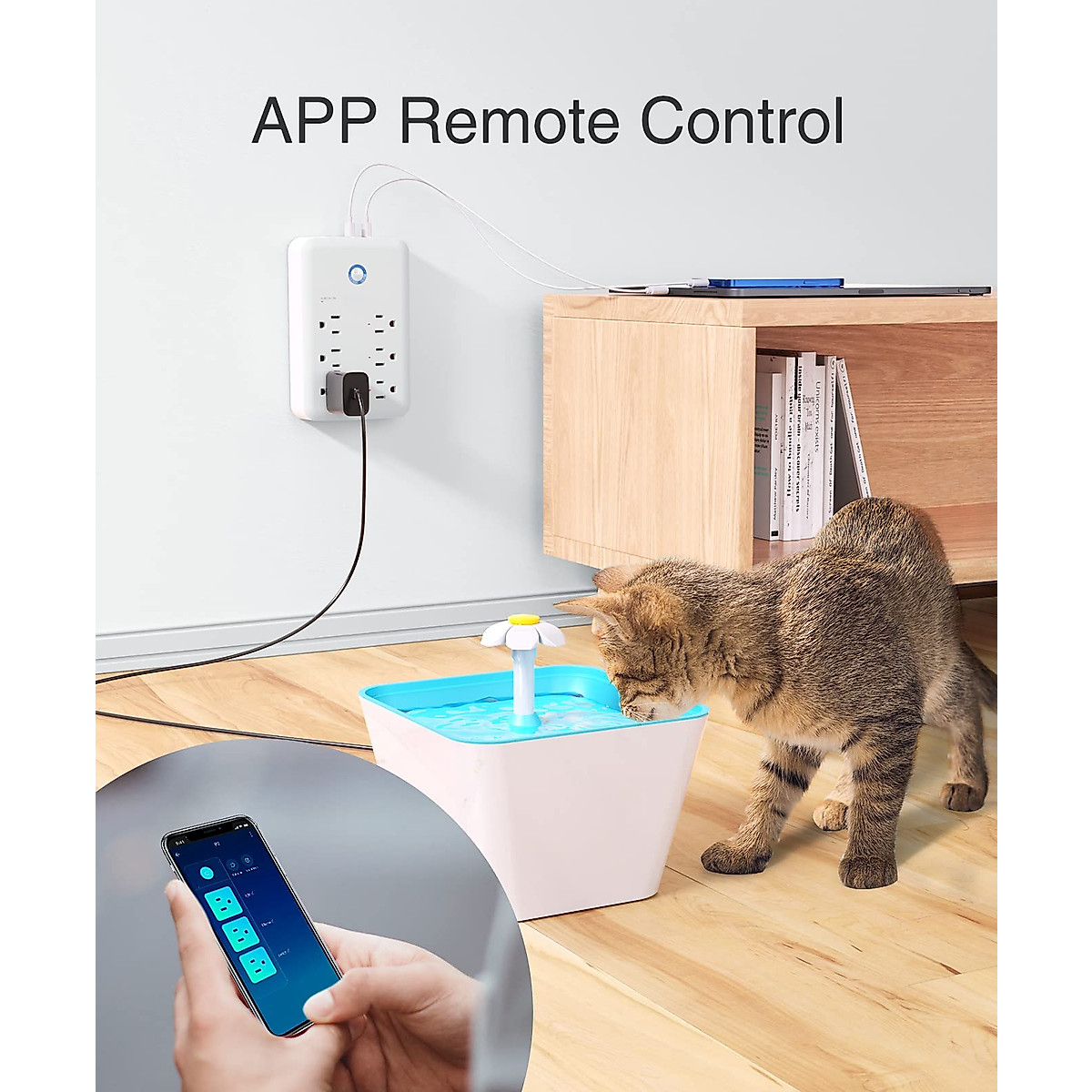 GHome Smart Plug Outlet Extender, USB Wall Charger with 3 Individual Smart Outlets and 3 Smart USB Ports, Works with Alexa Google Home, Surge Protector Plug Extender for APP Control,15A/1800W